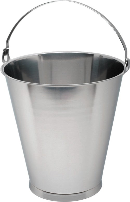 Genware Stainless Steel Bucket Plain Base Graduated 10L – Berties Direct